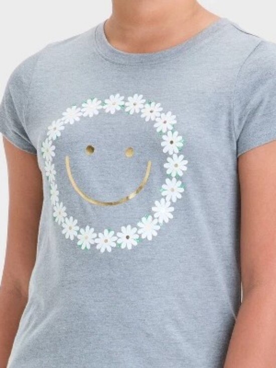 Cat & Jack | Shirts & Tops | Cat Jack Girls Gray T Shirt With Daisy ...